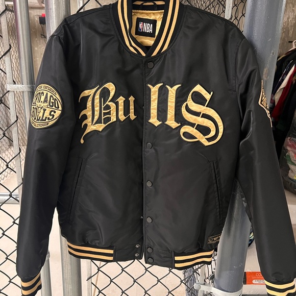 NBA | Jackets & Coats | Nba Black And Gold Mens Bulls Varsity Jacket ...